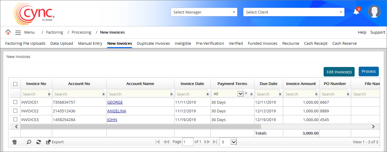 New Invoices